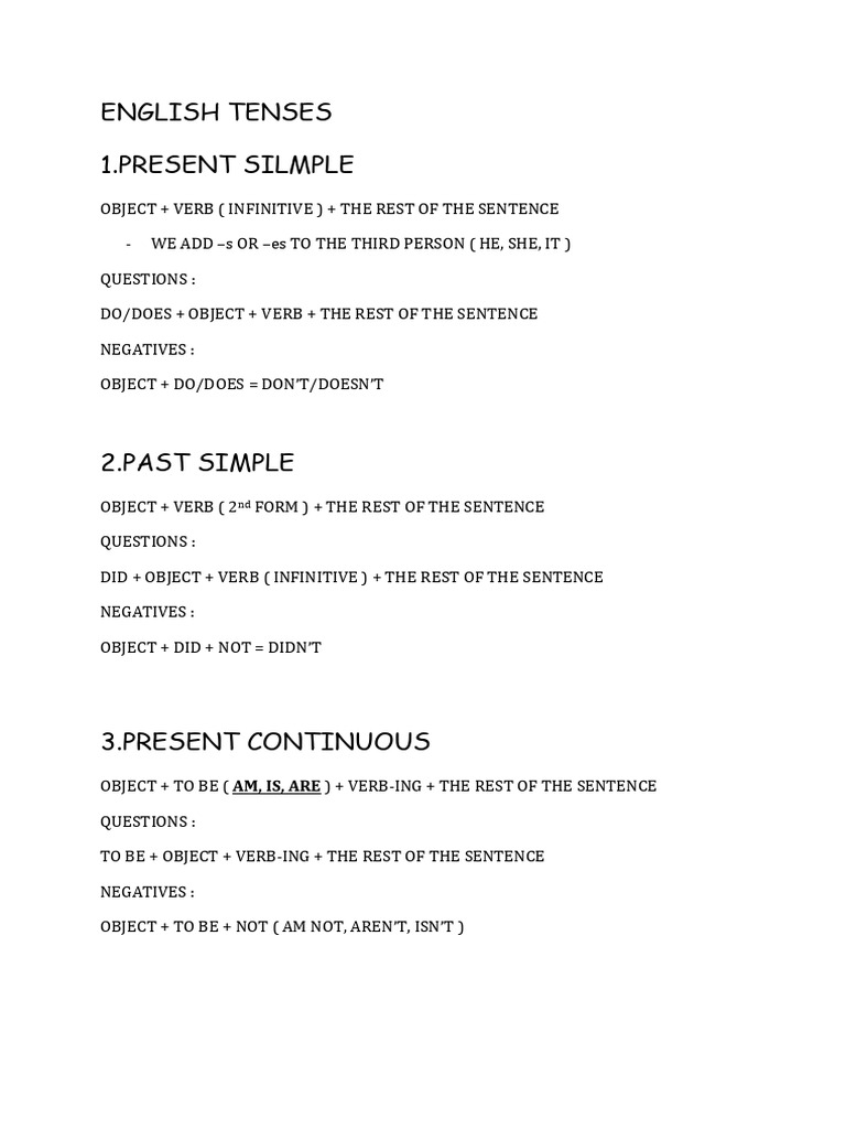 English Tenses Overview and Rules | PDF