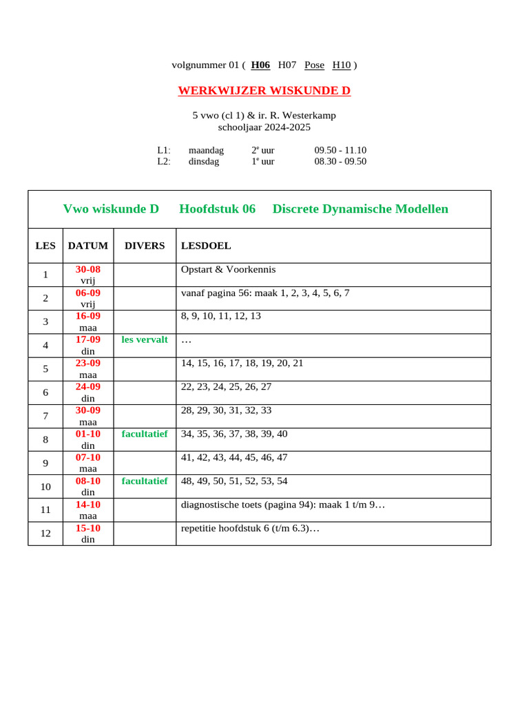 Werkwijzer 5vwo Wisd - cl1 Deel 2 - Editie 11 H06 Aug 2024 | PDF