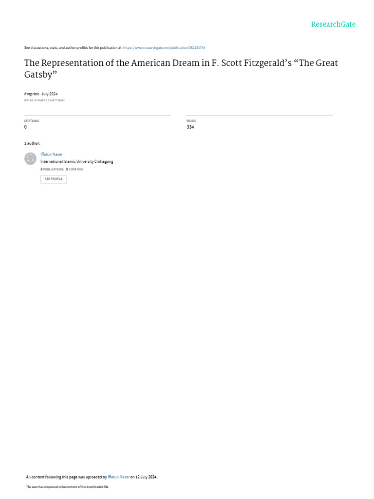 American Dream in The Great Gatsby | PDF | The Great Gatsby | American ...