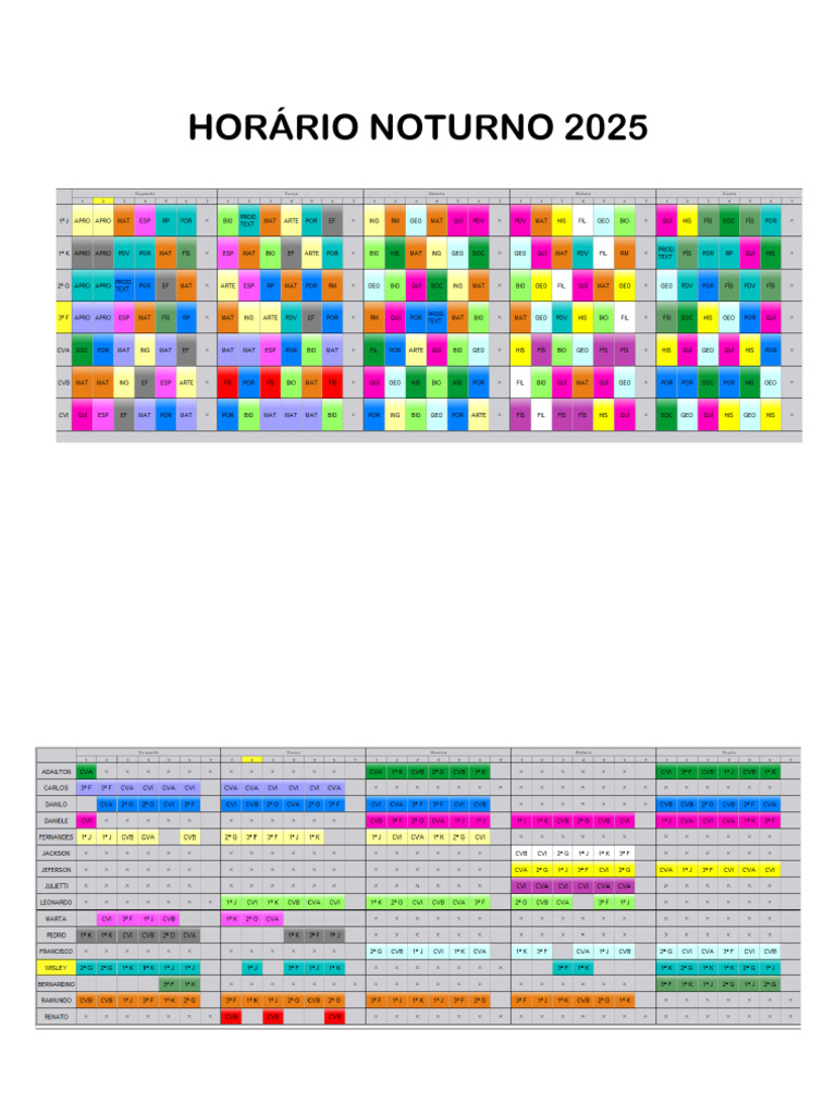 Horário Noturno 2025 | PDF