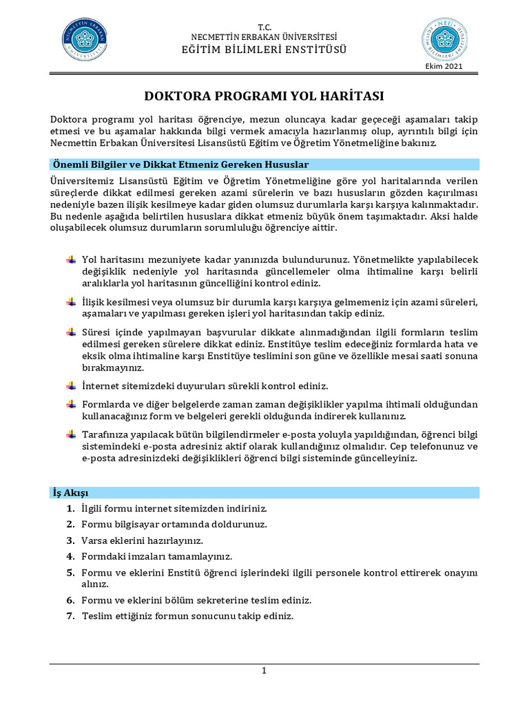 Doktora Yol Haritası | PDF