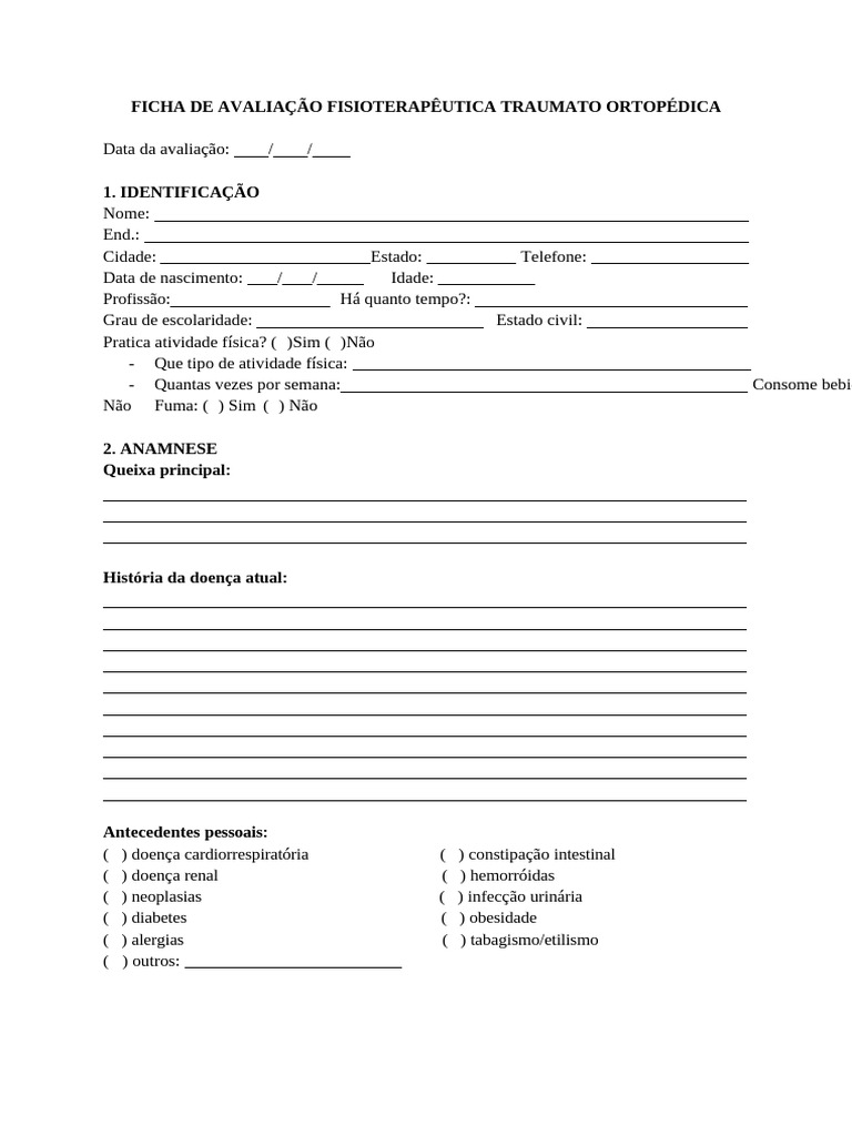 Ficha de Avaliação de Traumato | PDF