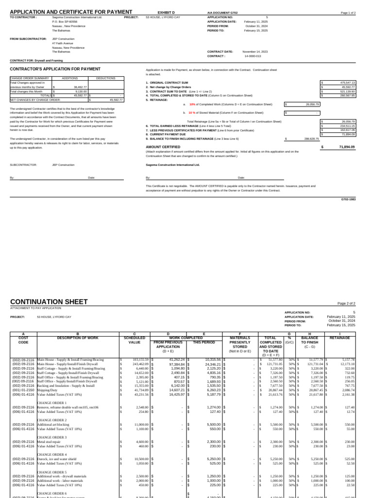 AIA Payment Application G702 Form | PDF | Value Added Tax | Government ...