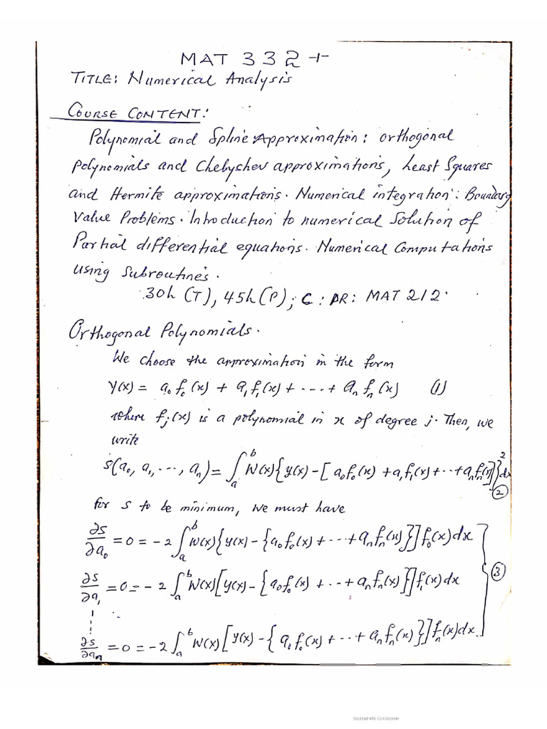 Modified Numerical Analysis Note by Hon - Biola | PDF