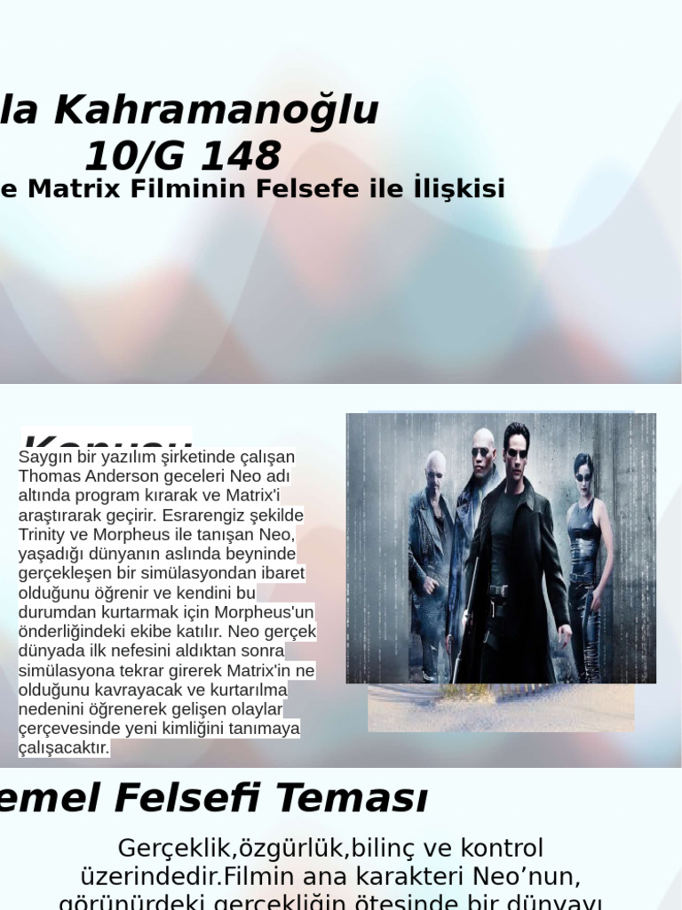 Ela Kahramanoğlu 10/G 148: The Matrix Filminin Felsefe Ile İlişkisi | PDF