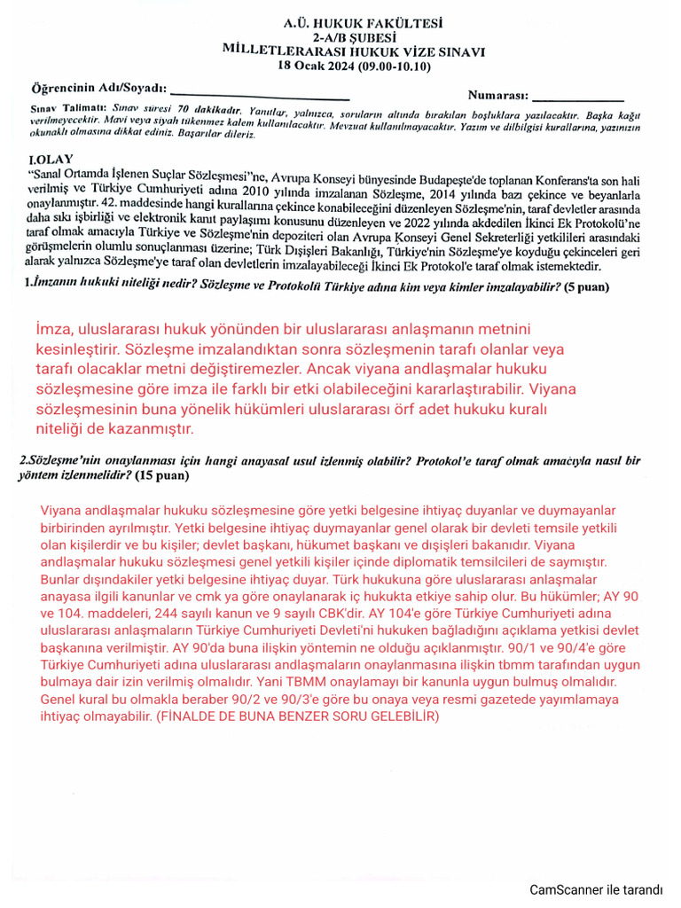 Milletlerarası 2023 2024 Vize Soru Cevapları | PDF