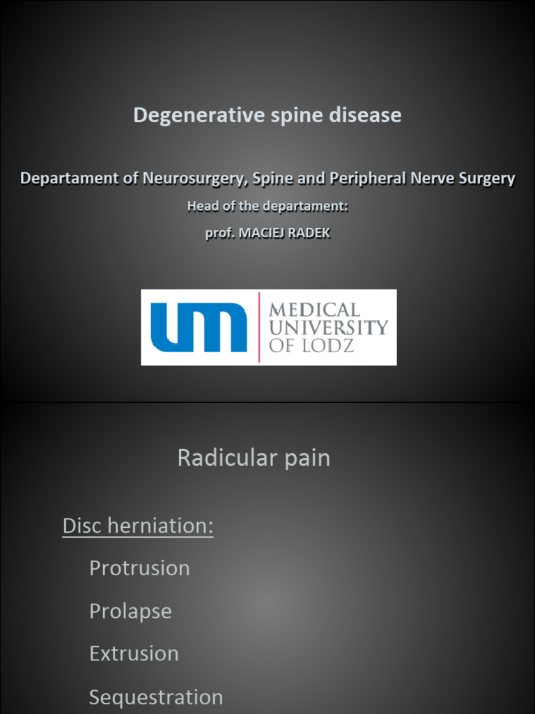 Degenerative Spine Disease | PDF | Vertebral Column | Neurological ...