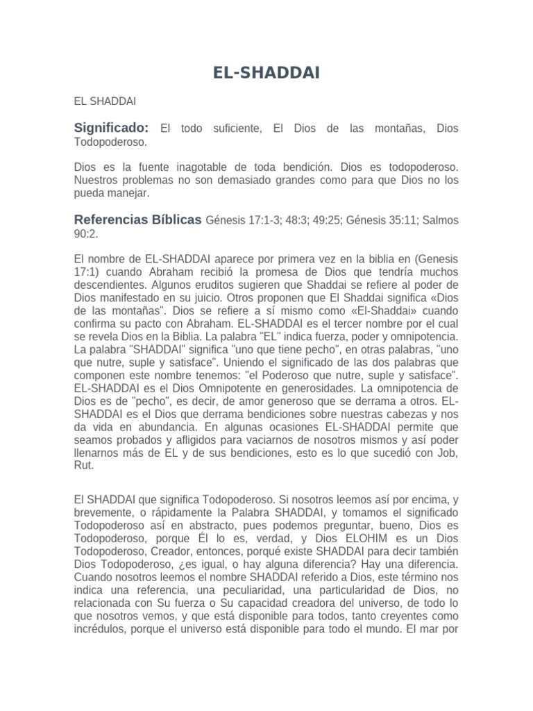 El Shaddai | PDF | Jacob | Abrahán