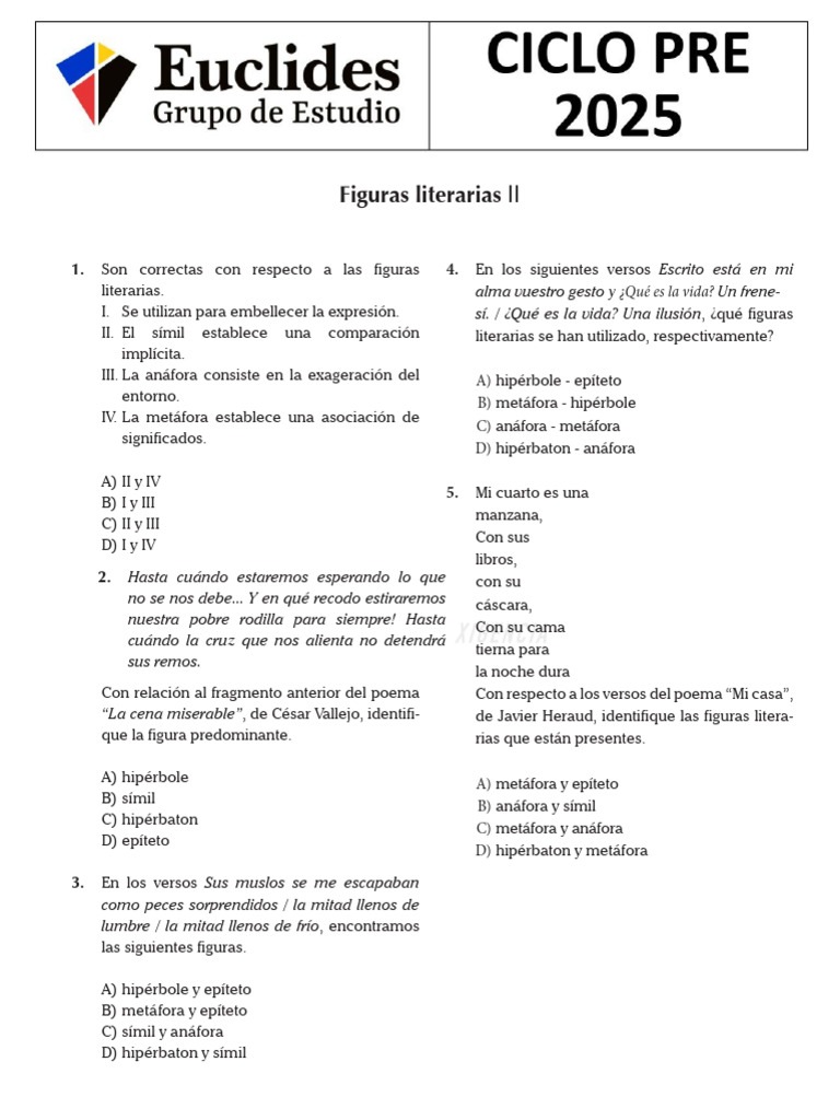 EJERCICIOS SEM 1 LITERATURA | PDF