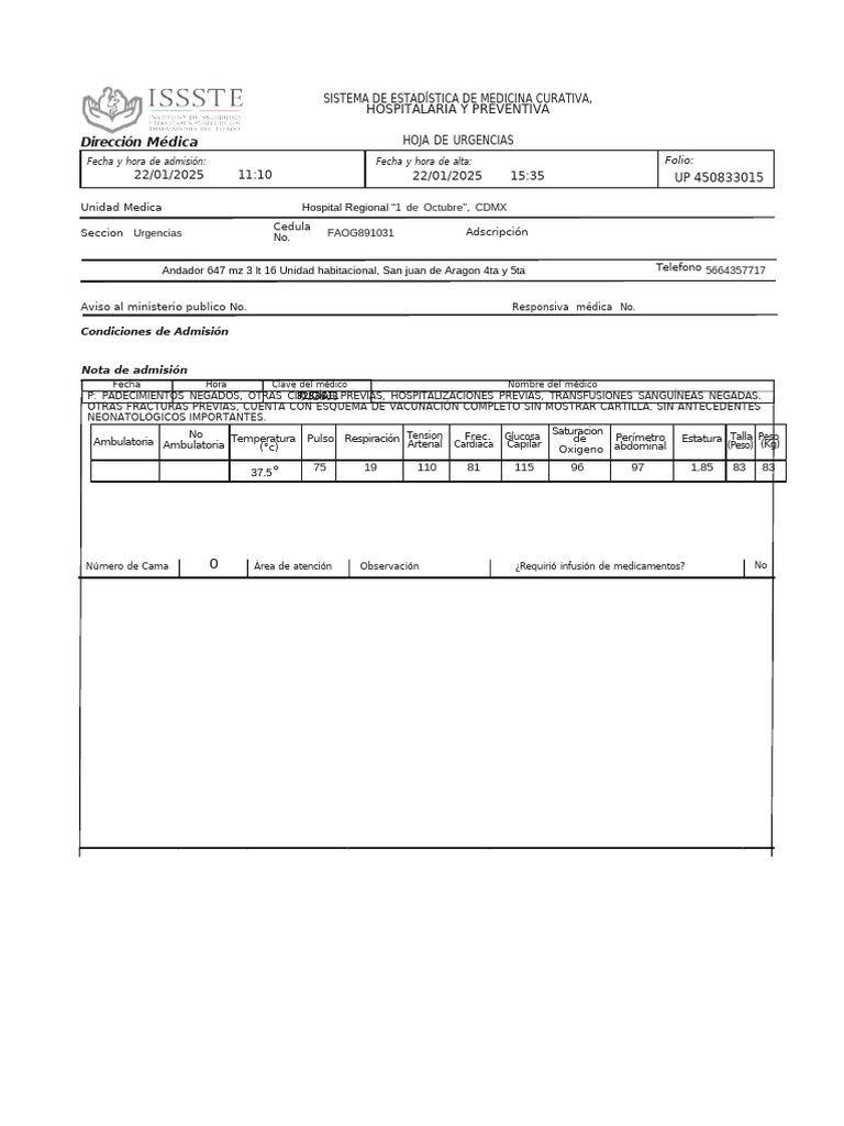 Receta Urgencias Issste | PDF