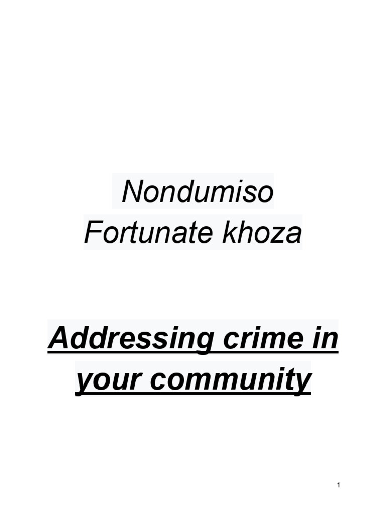 Addressing Crime in Your Community | PDF
