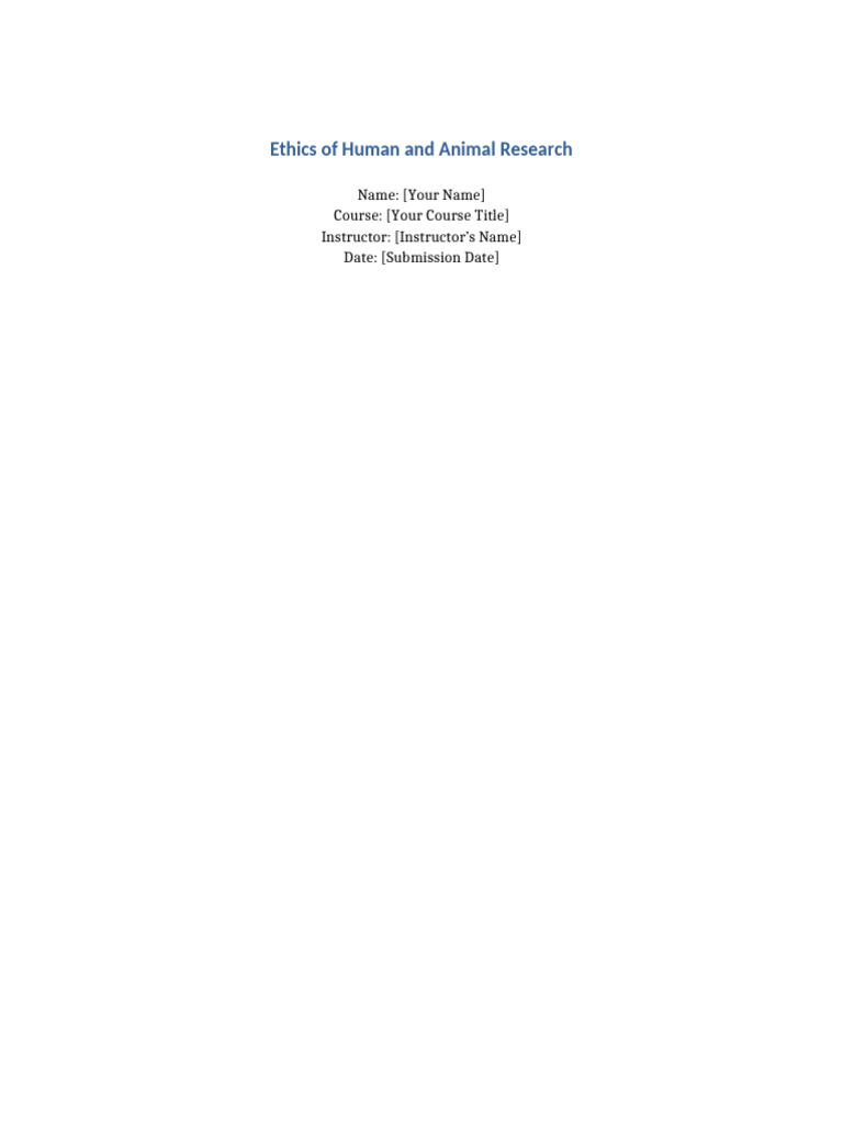 Ethics in Human and Animal Research | PDF | Institutional Review Board ...