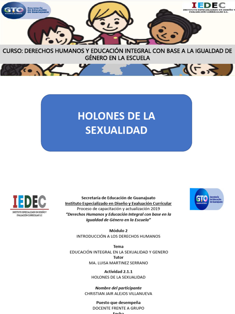 ACT2.1.1 HOLONES DE LA SEXUALIDAD 2 | PDF | La sexualidad humana | Adultos