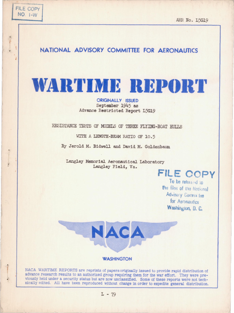 Resistance Tests of Models of Three Flying-Boat Hulls With A Length ...