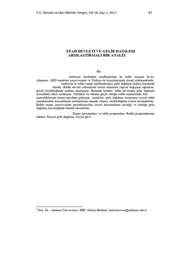 Refah Devlet - Ve Gel - R Da - Ilimi - Kar - Ila - Tirmali B - R Anal - Z (#358140) - 371157 | PDF