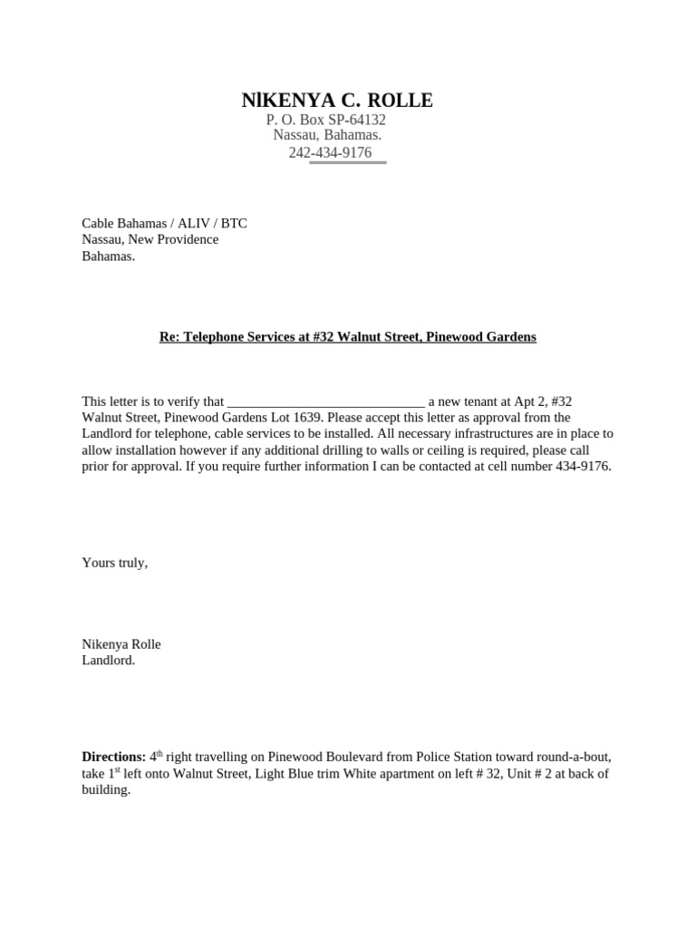 Tenant Approval for Service Installation | PDF