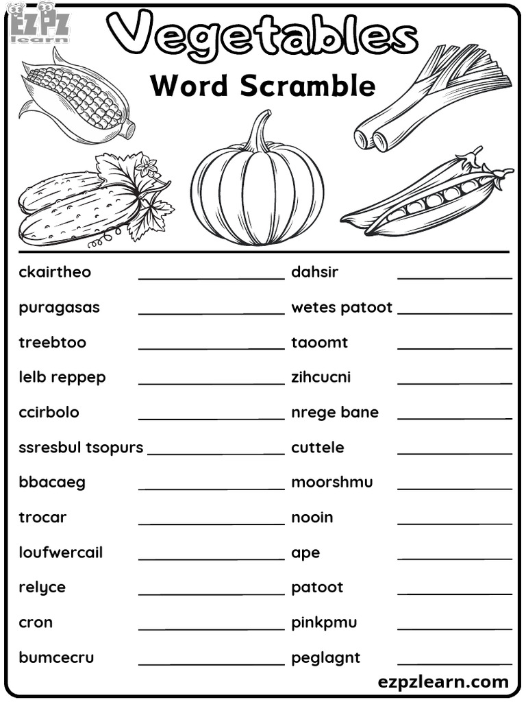 Vegetable Word Scramble Game | PDF
