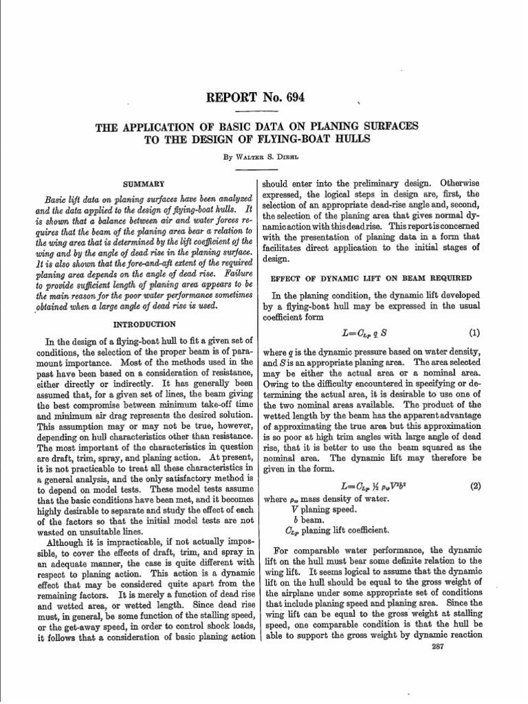 The Application of Basic Data On Planing Surfaces To The Design of ...