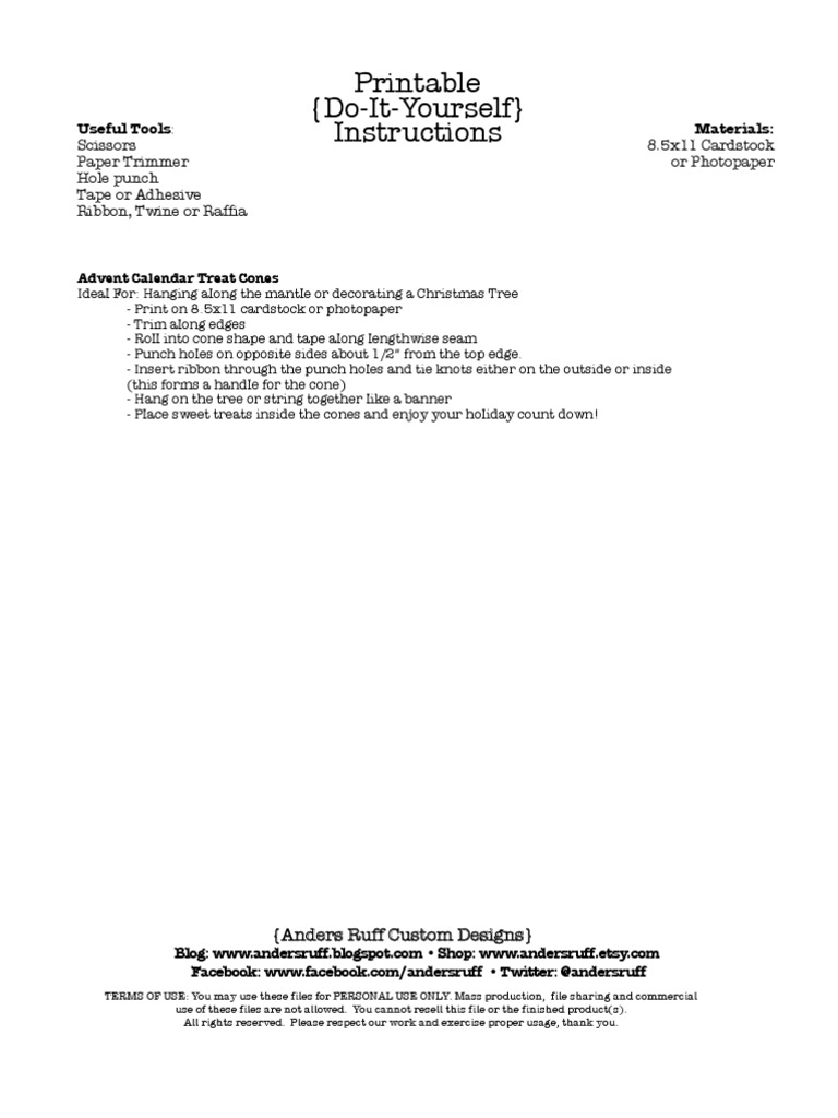 Printable (Do-It-Yourself) Instructions | PDF