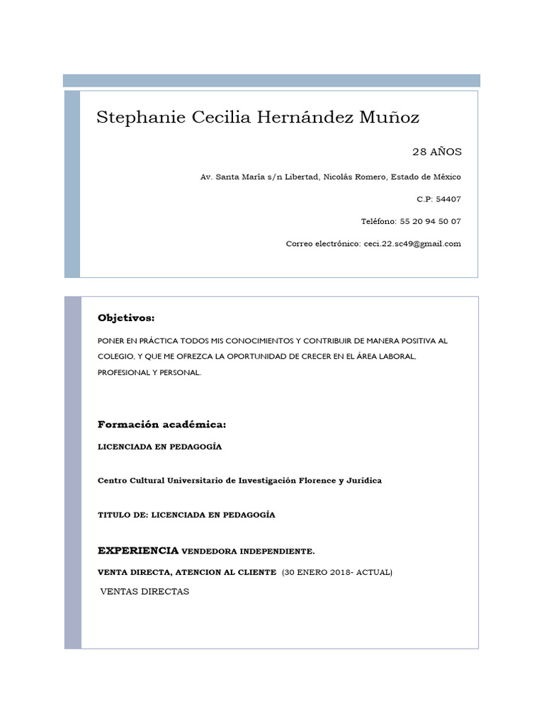 Curriculum Cecilia Muñoz | PDF