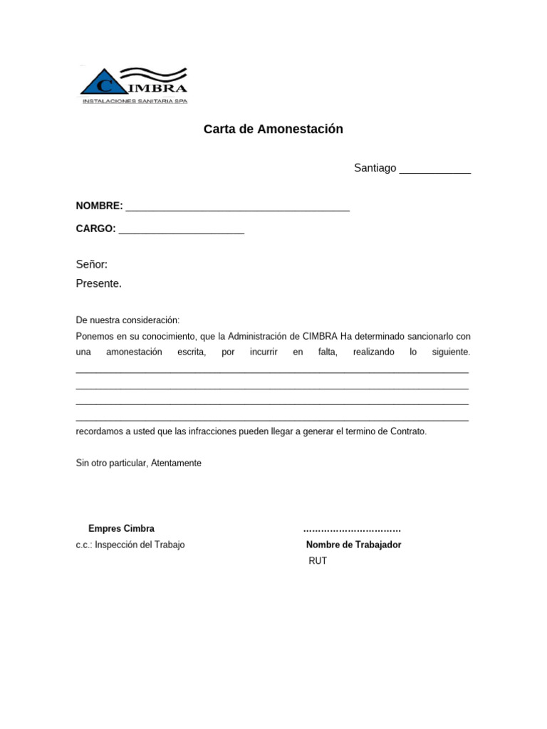 Carta de Amonestacion | PDF