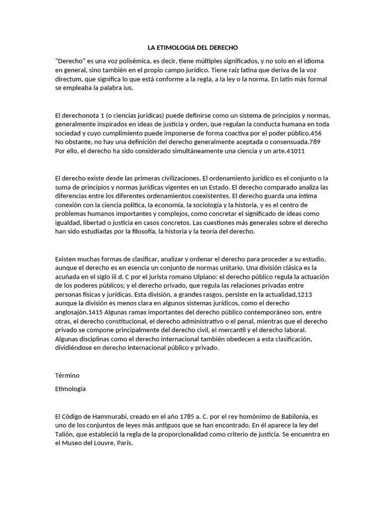 03 La Etimologia Del Derecho | PDF | Interpretación del lenguaje ...