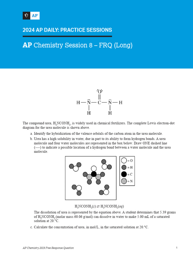 Urea Dissolution and Properties in AP Chem | PDF
