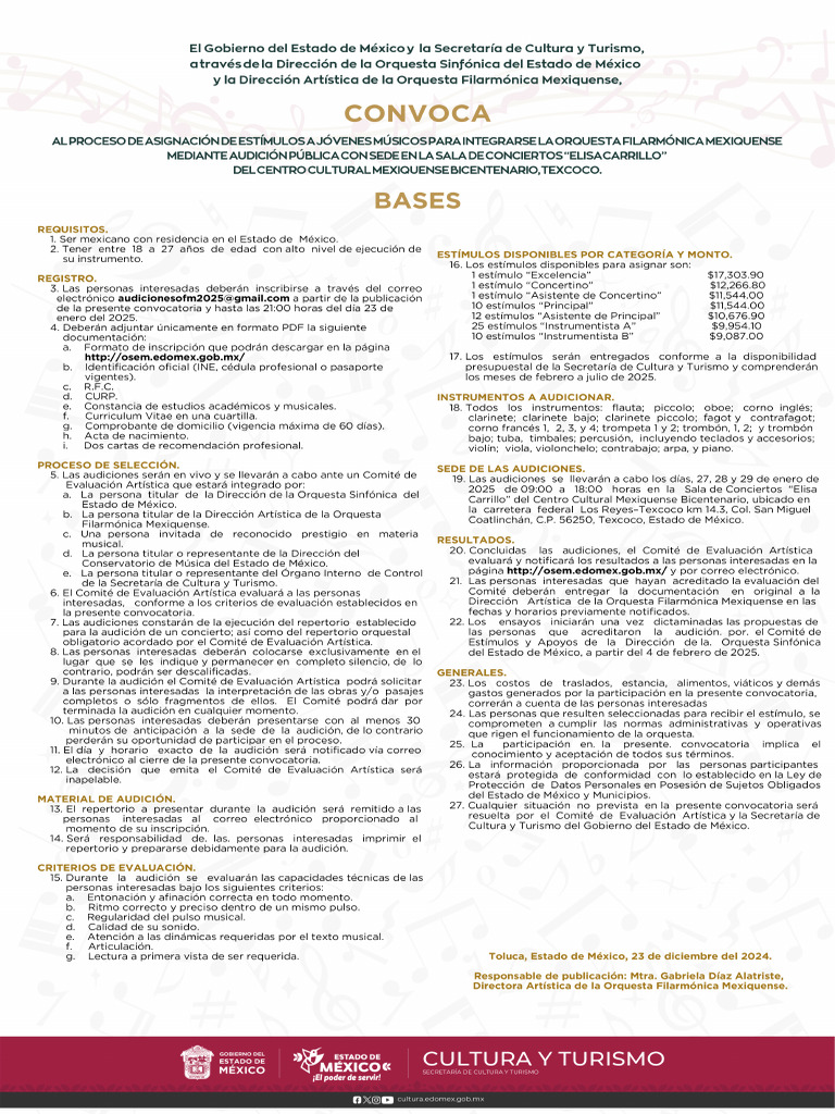 Convocatoria Final Ofm | PDF