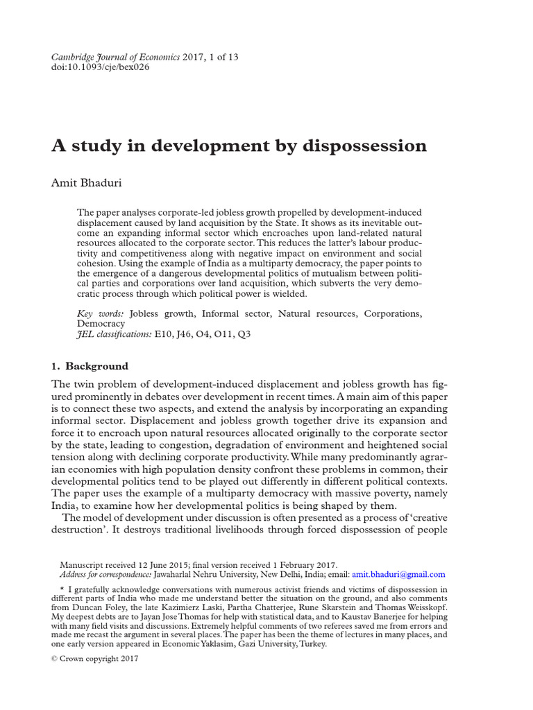 Development by Dispossession | PDF | Labour Economics | Keynesian Economics