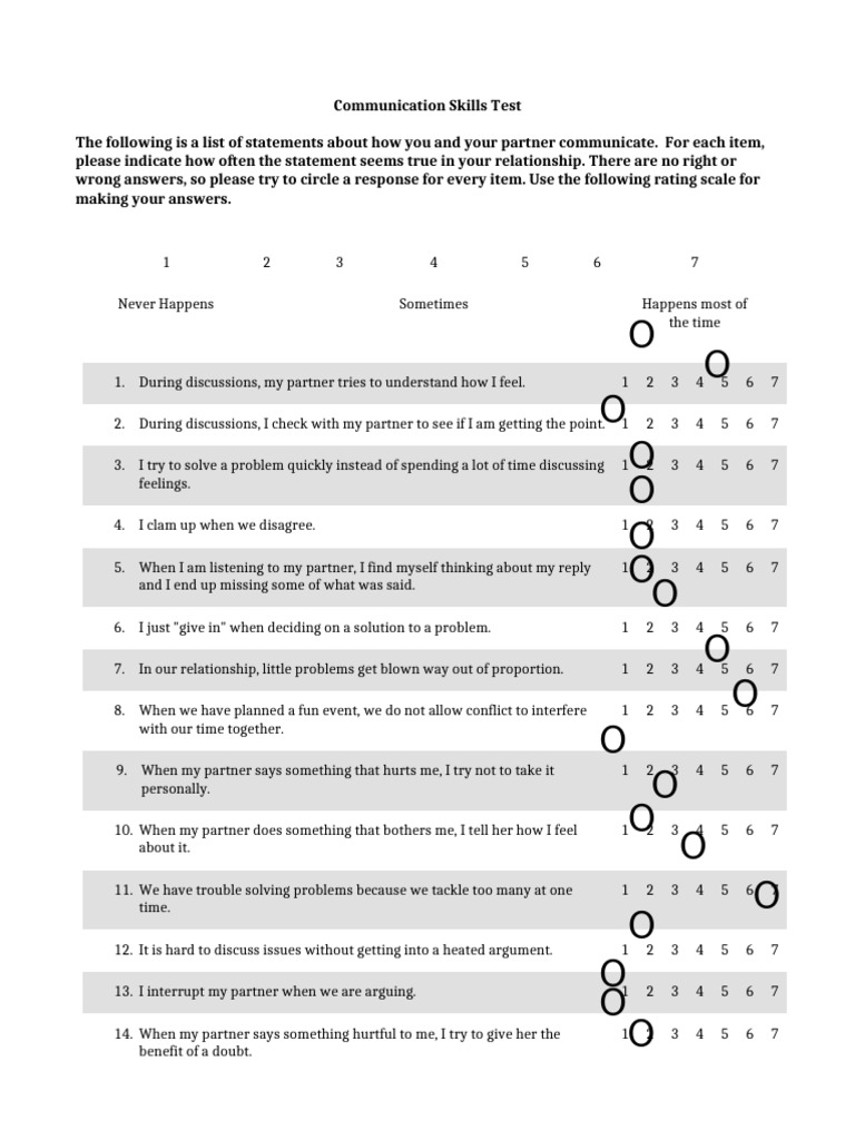 Communication Skills Test - Word | PDF