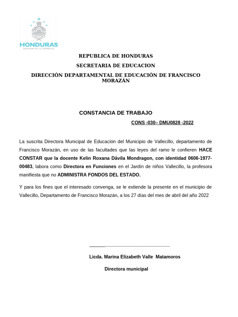 Constancia de Trabajo Docente | PDF