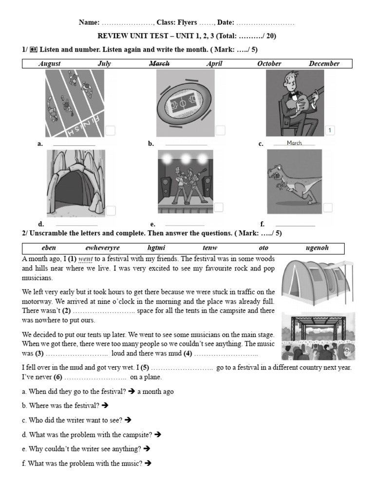 Flyers Unit Test Review Guide | PDF