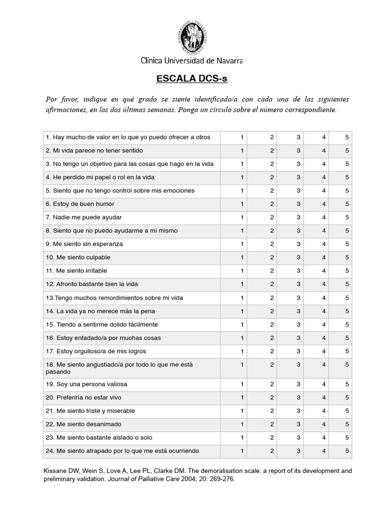 Demoralisation Scale-Spanish | PDF