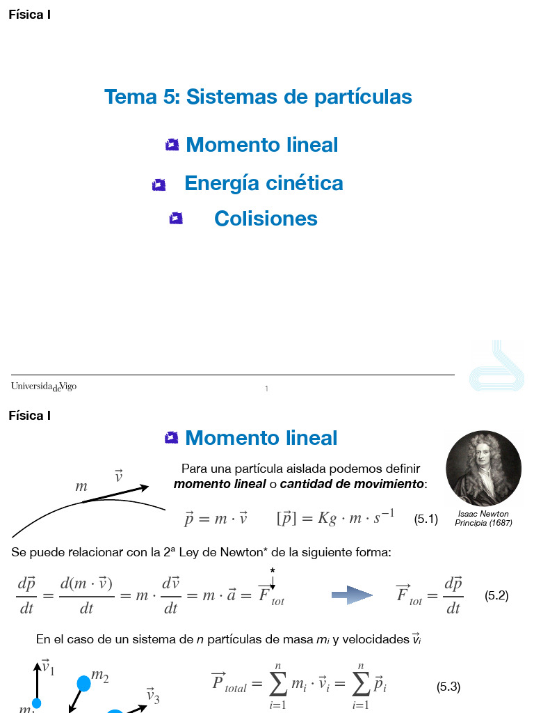 Tema 5-Sistemas de Particulas | PDF | Impulso | Masa