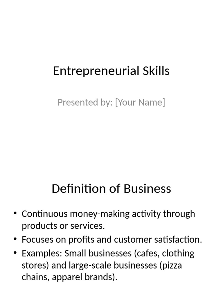 Essential Entrepreneurial Skills Overview | PDF | Entrepreneurship ...