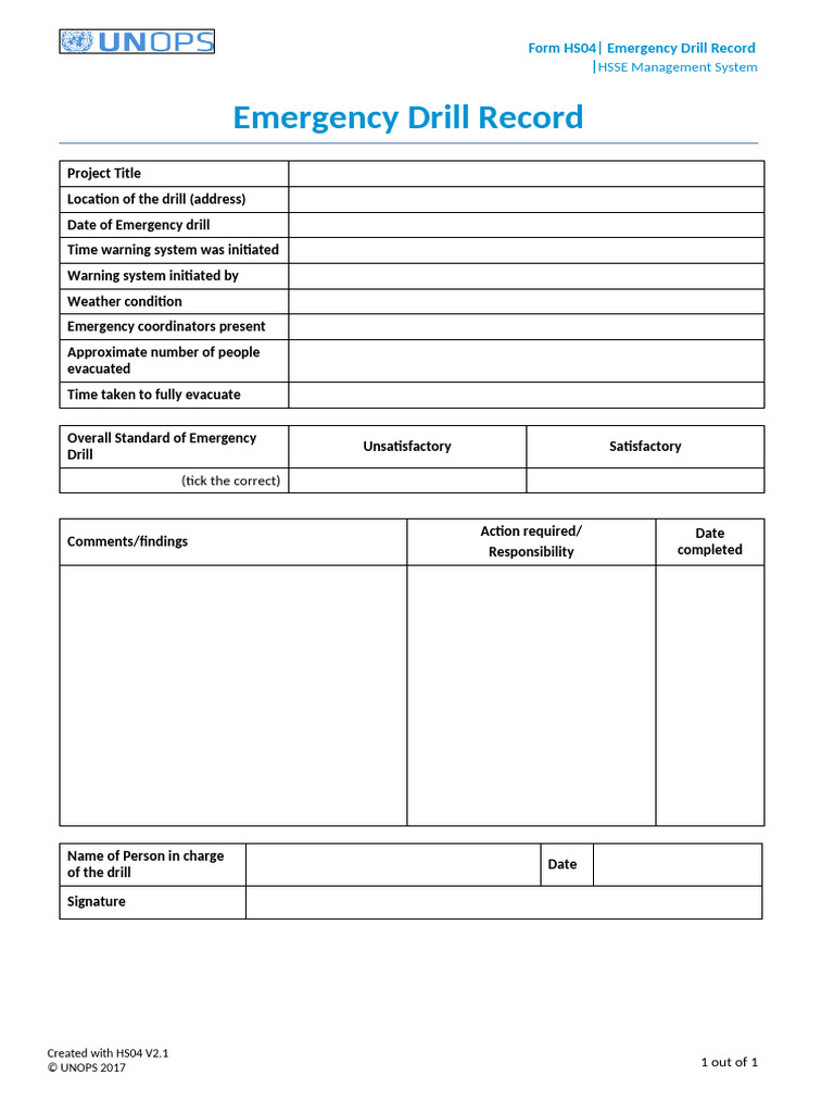 Form HS04 Emergency Drill Record en | PDF