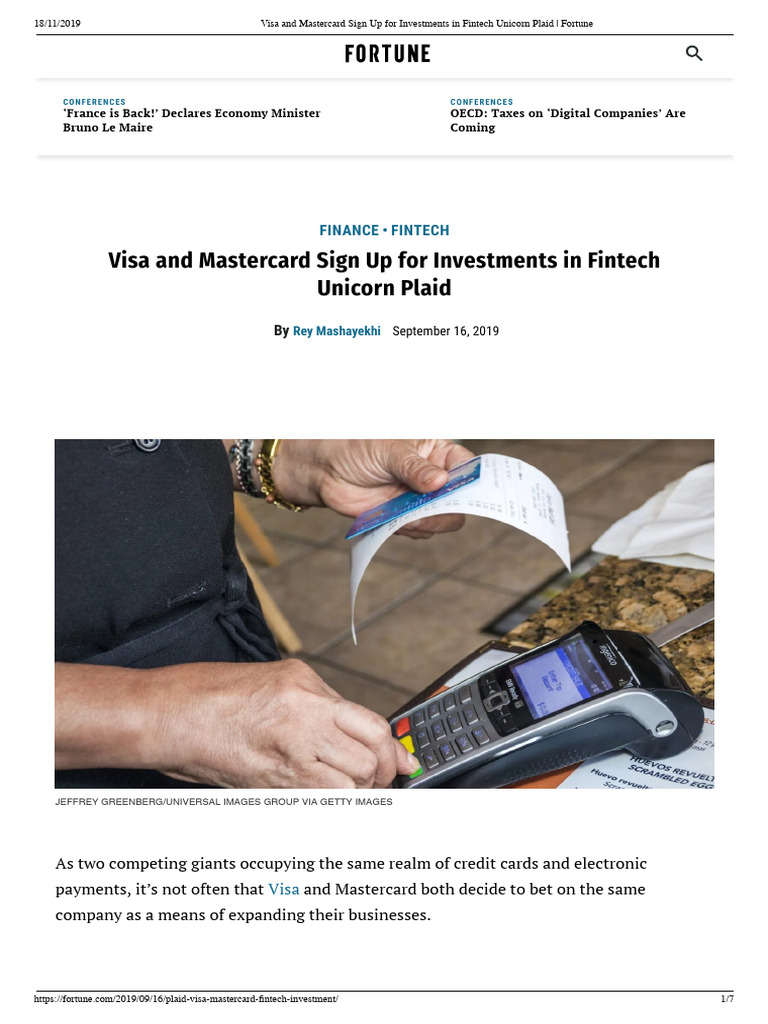 Visa and Mastercard Sign Up for Investments in Fintech Unicorn Plaid ...