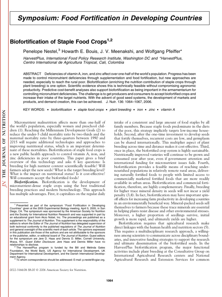 Food Fortification in Developing Countries | PDF | Plant Breeding