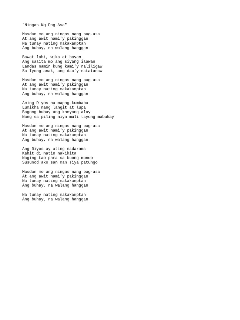 Ningas NG Pag-Asa Lyrics | PDF