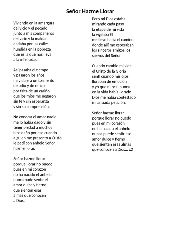 Señor Hazme Llorar | PDF