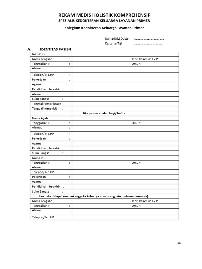 Rekam Medis Holistik Komprehensif 2024 | PDF