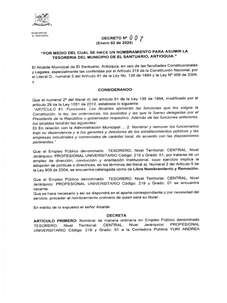 Nombramiento Tesorera | PDF