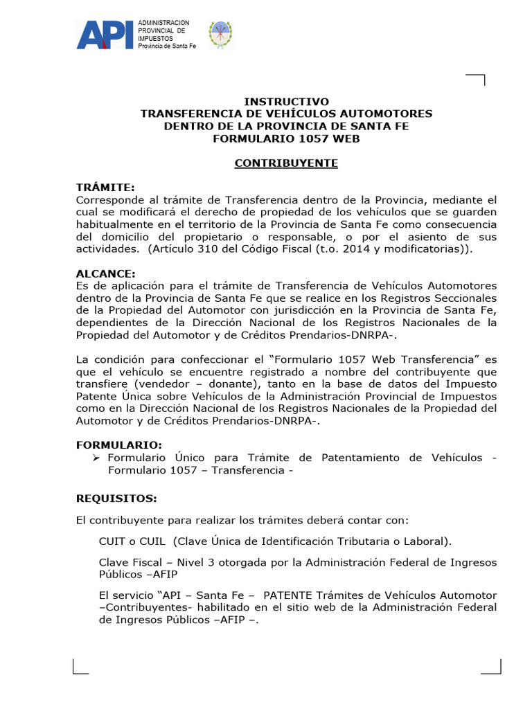 Instructivo Formulario 1057 Santa Fe | PDF | Impuestos | Factura