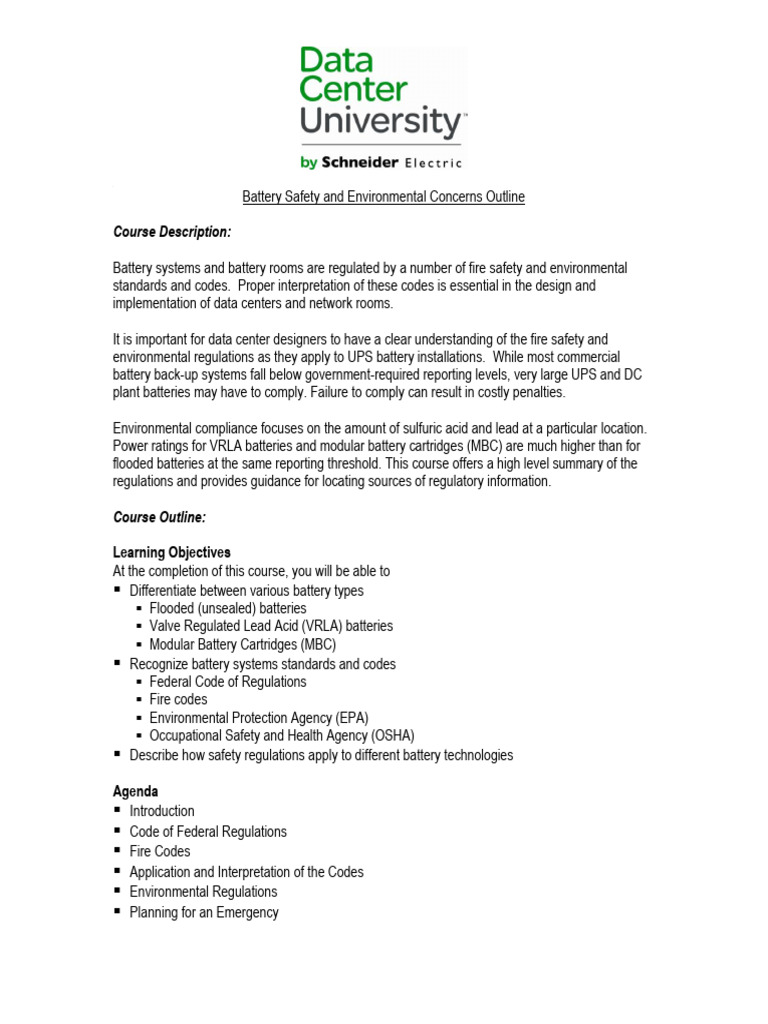 Battery Safety and Environmental Concerns Outline | PDF | Resource ...