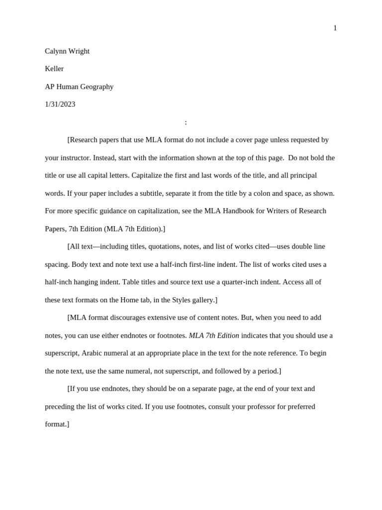 MLA Format Guidelines for Research Papers | PDF | Note (Typography ...
