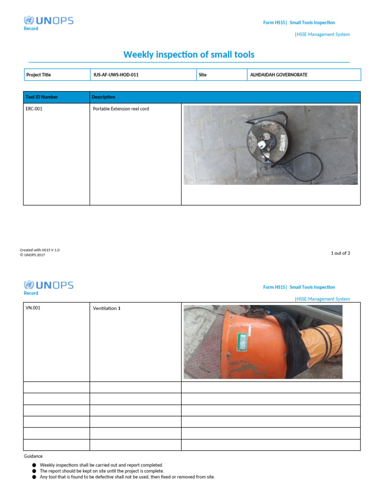 Form HS15 Tools Inspection - Extention-28 January, 2025 | PDF ...