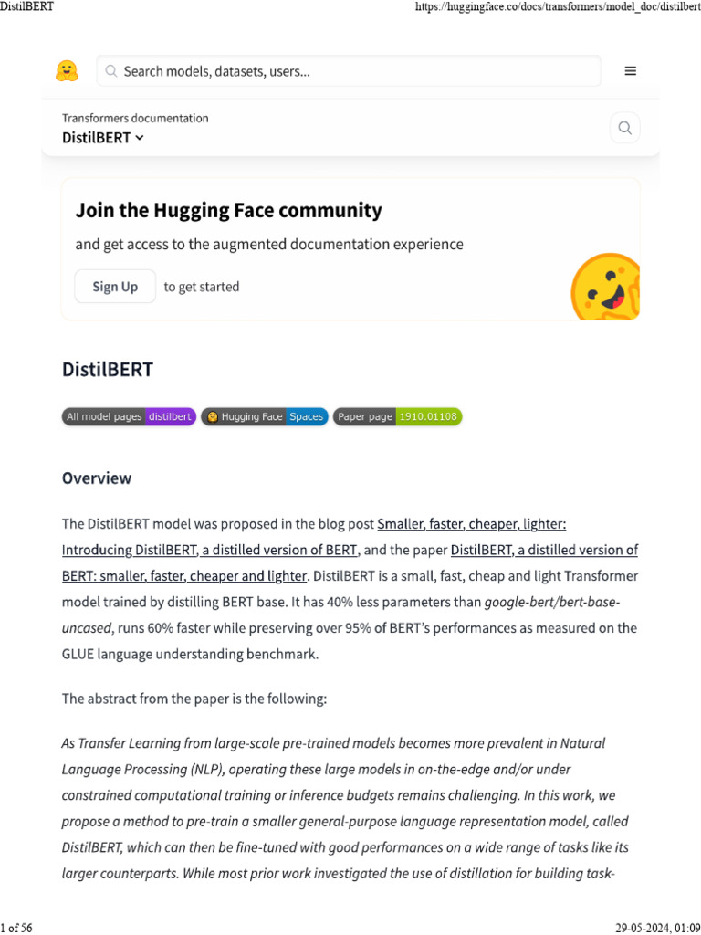 DistilBERT Model Documentation | PDF