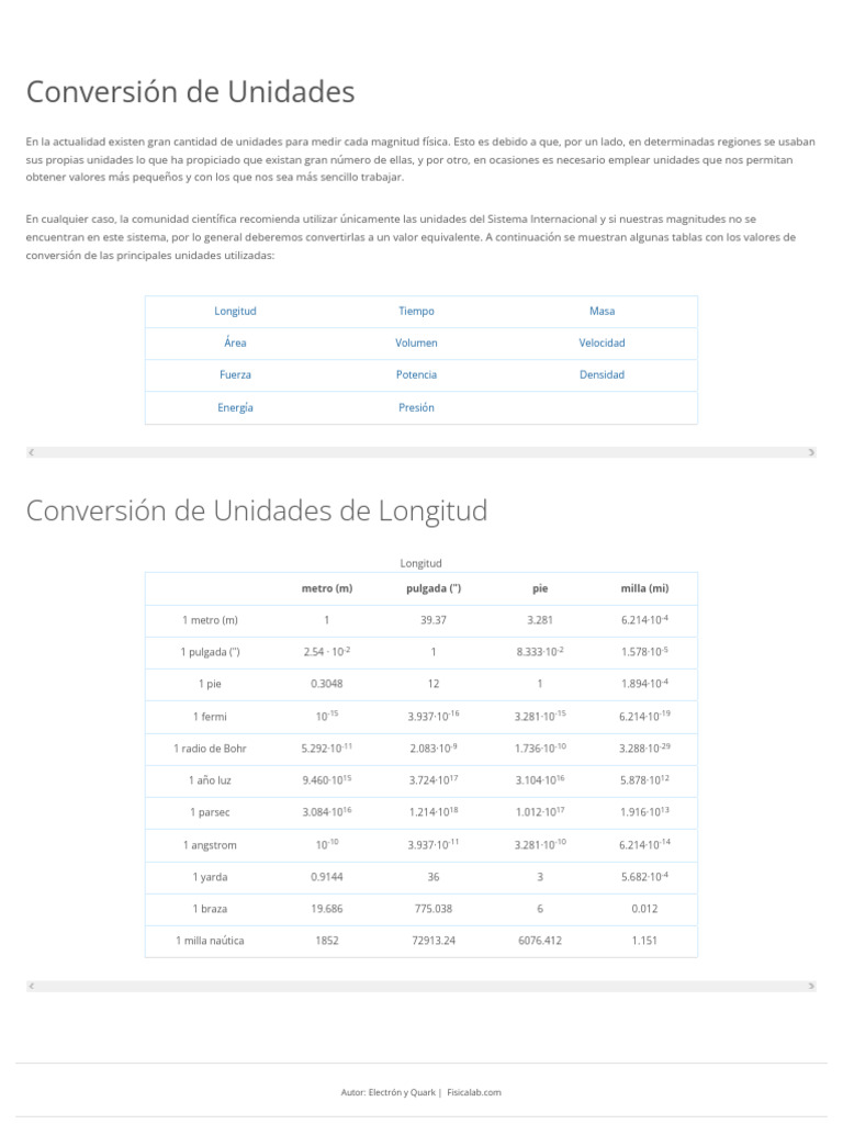 Conversión de Unidades Físicas Esenciales | PDF | Longitud | Metrología