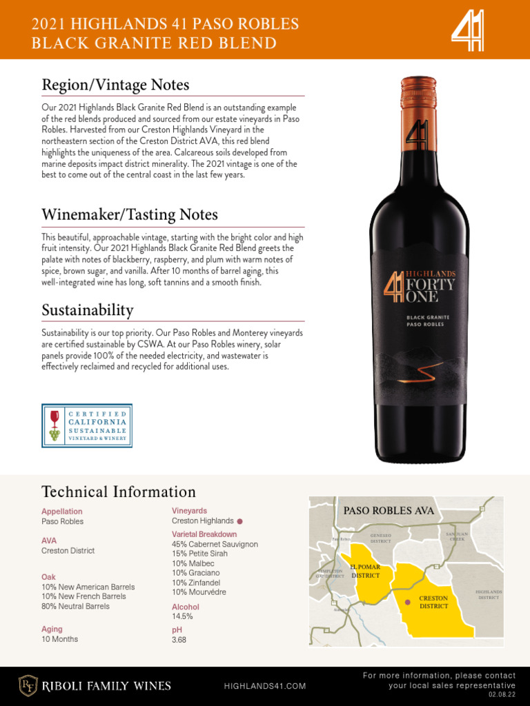2021 Highlands Black Granite Red Blend | PDF | Crops Originating From ...
