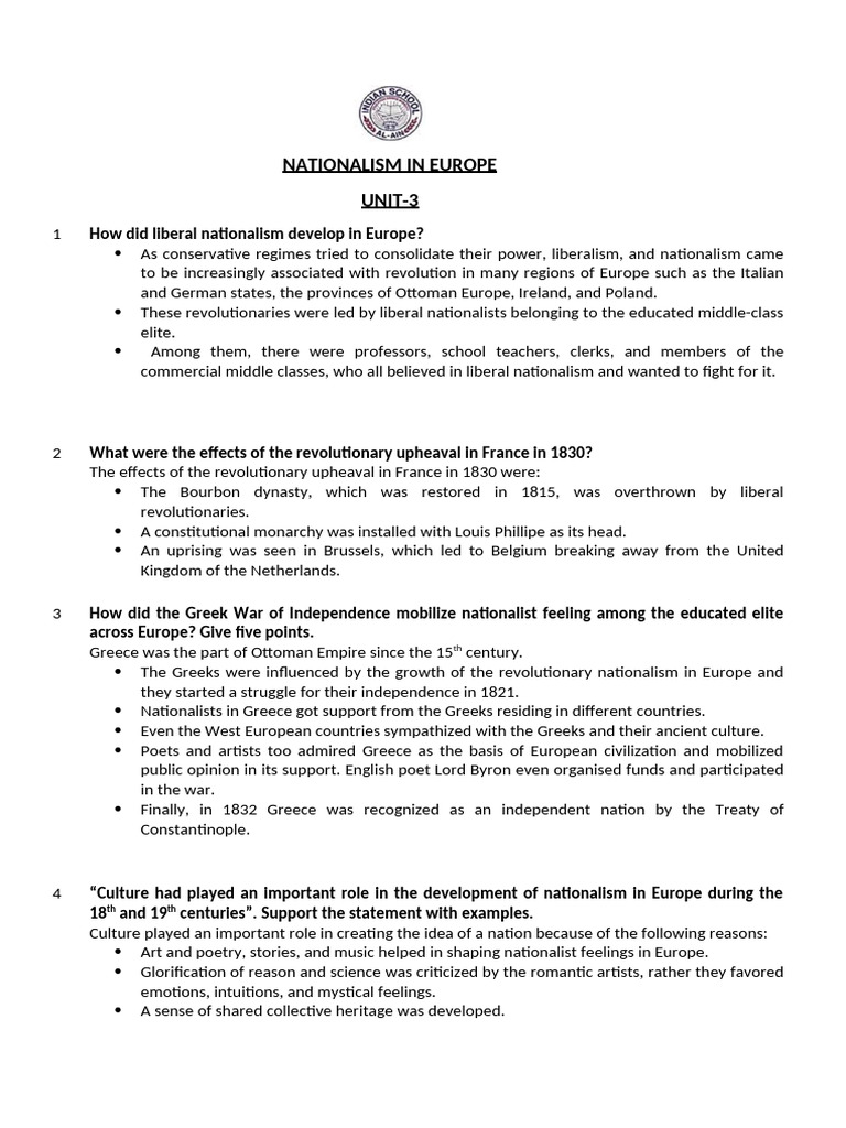 Liberal Nationalism and Revolutions in Europe | PDF | Nationalism ...